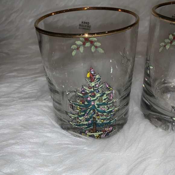 Spode | Dining | Vintage Spode Chrismass Tree Glasses With Gold Trim ...
